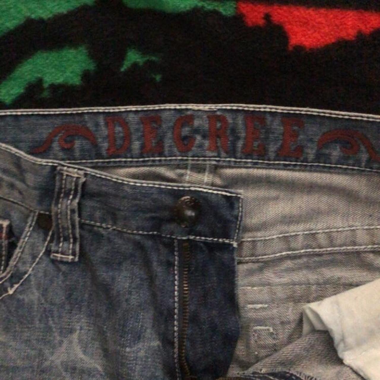 Y2K Decree Jeans Distressed/Ripped Cross Embroidery... - Depop