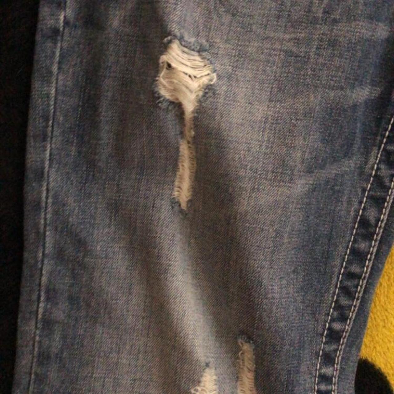 Y2K Decree Jeans Distressed/Ripped Cross Embroidery... - Depop