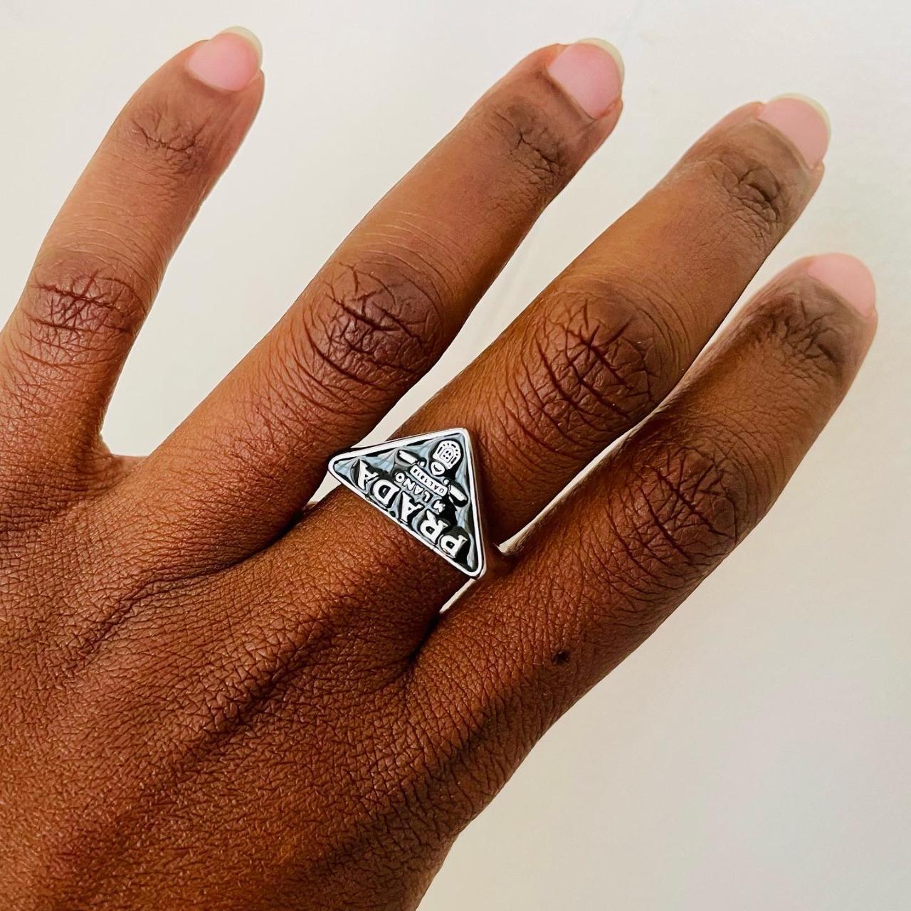 Reworked vintage Prada ring fit size 5-7 adjustable... - Depop