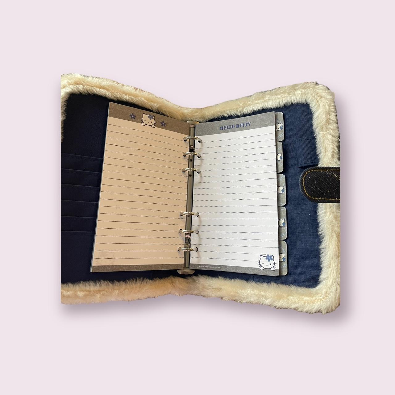 hello kitty sparkly denim binder planner with fuzzy... - Depop