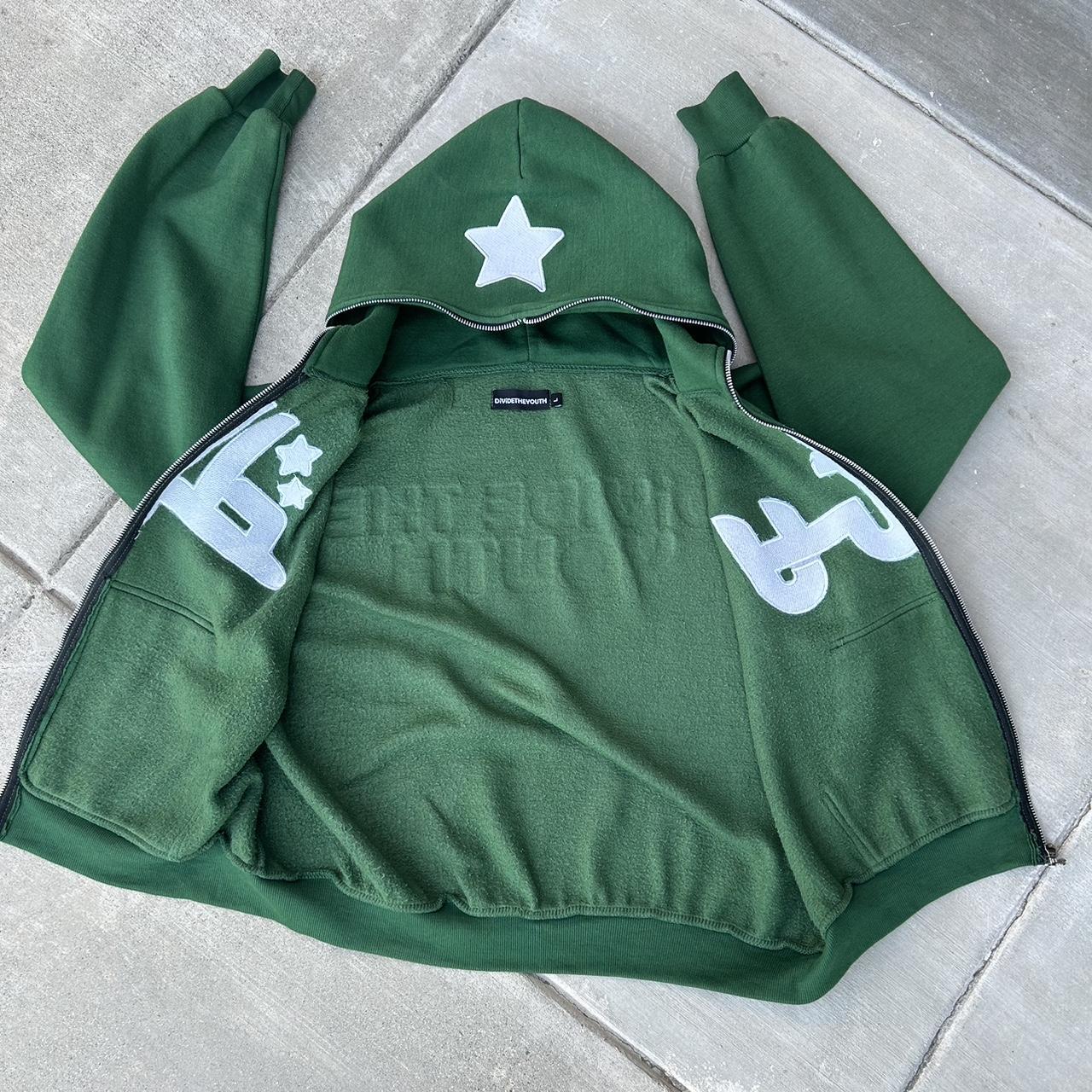 y2k forest green on white divide the youth logo full... - Depop