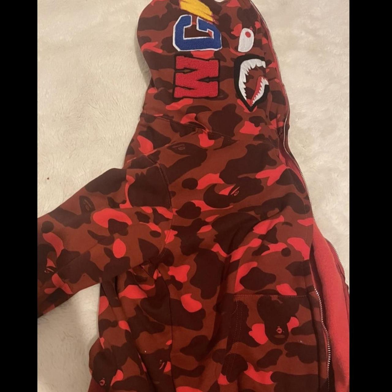 Red bape hoodie Authentic Can fit any size Really... - Depop