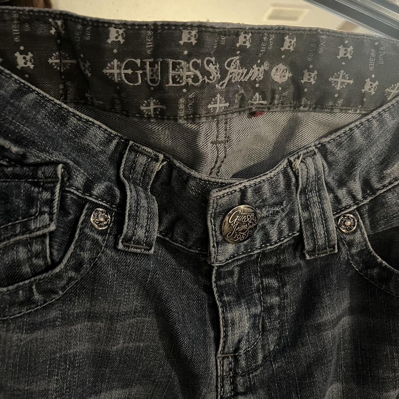 low rise womens guess jeans w design on back - Depop