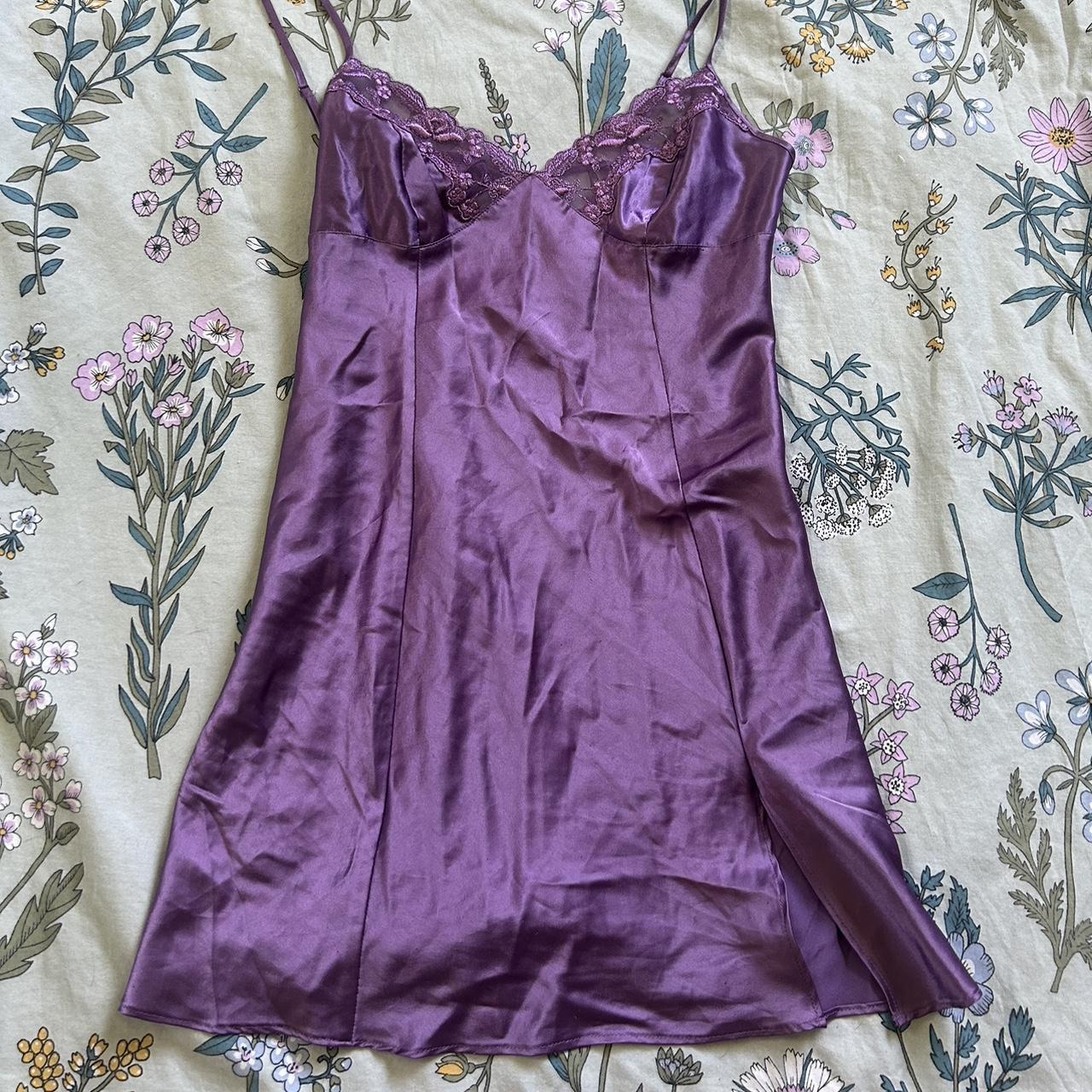 Victoria’s Secret purple satin lingerie slip... - Depop