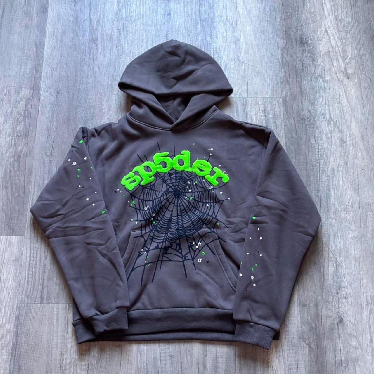 Dark gray sp5der hoodie Brand new comes with... | Depop