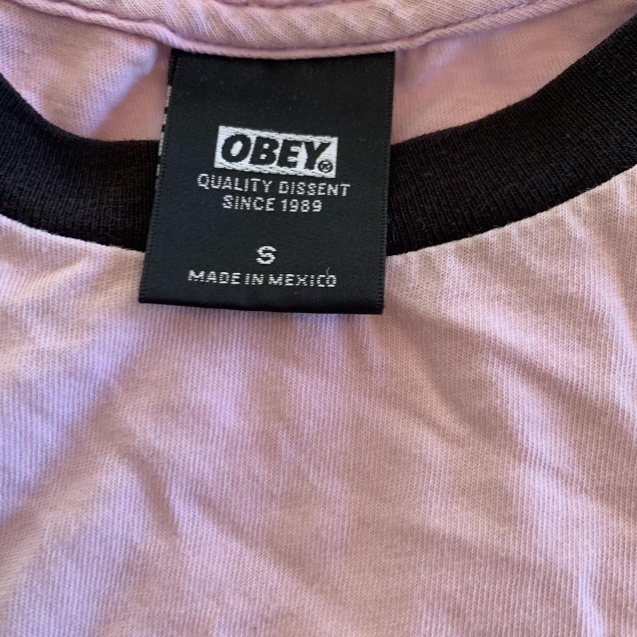 Obey pink fire logo tee Really soft 100%... - Depop