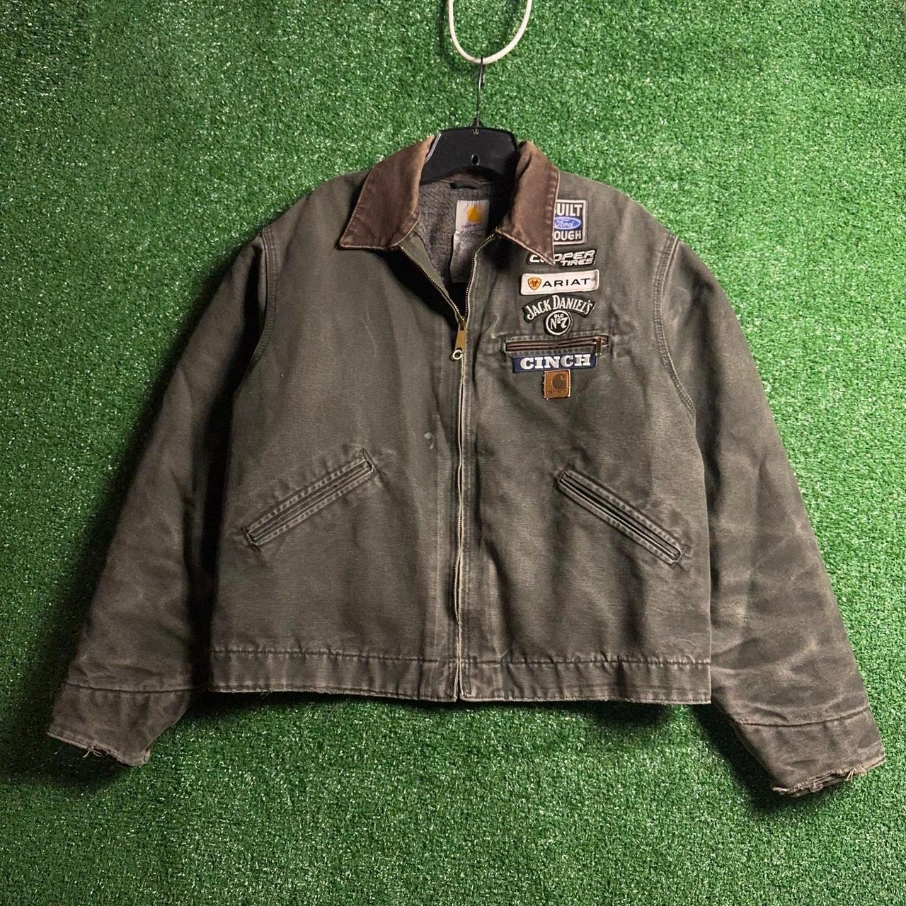 Vintage Carhartt Detroit Jacket J97 MOS sizeL Moss... | Depop