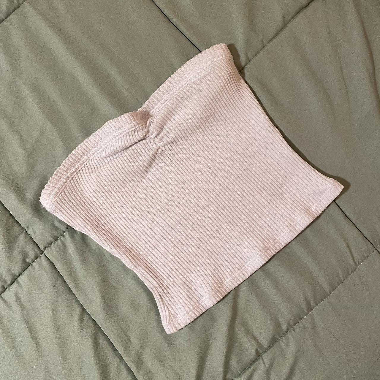 urban outfitters ruched tube top in white i accept... - Depop