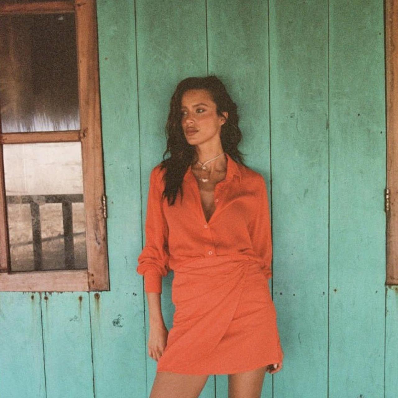 Turquoise Lane Holiday Wrap Skirt Aperol XS RRP$129... - Depop