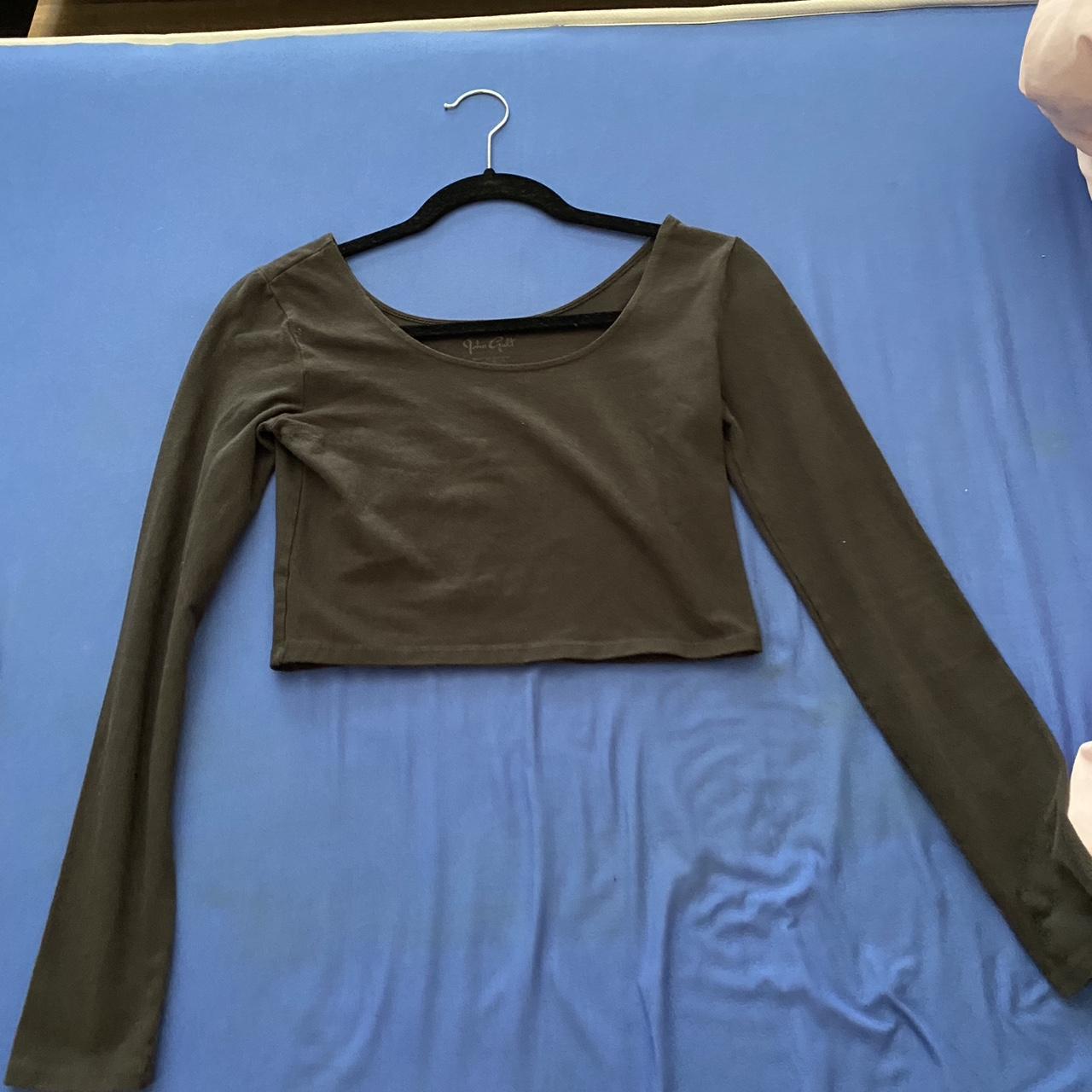 Soft and stretchy grey long sleeve brandy crop top... | Depop