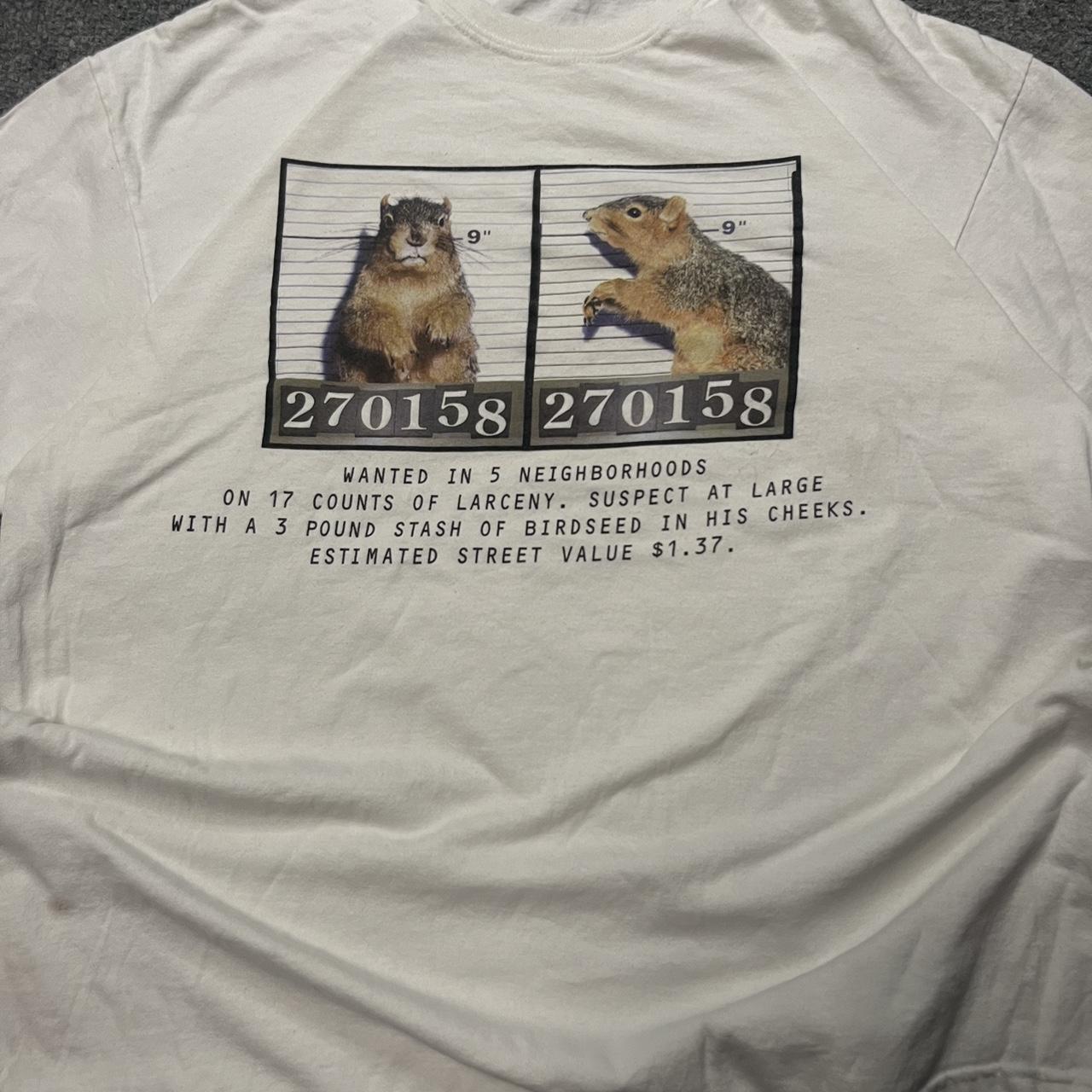funny squirrel mugshot tee -graphic tee -no major... | Depop