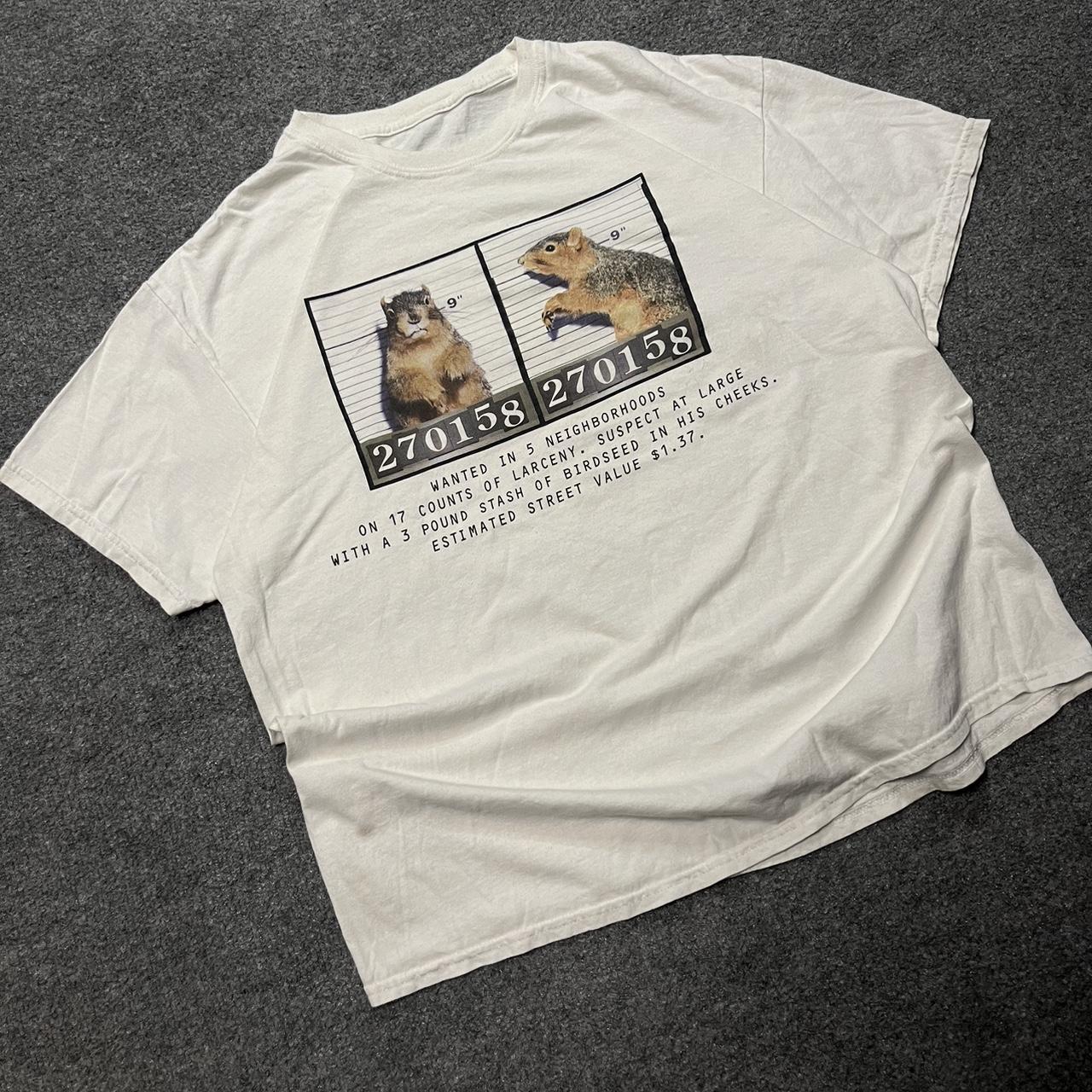 funny squirrel mugshot tee -graphic tee -no major... | Depop
