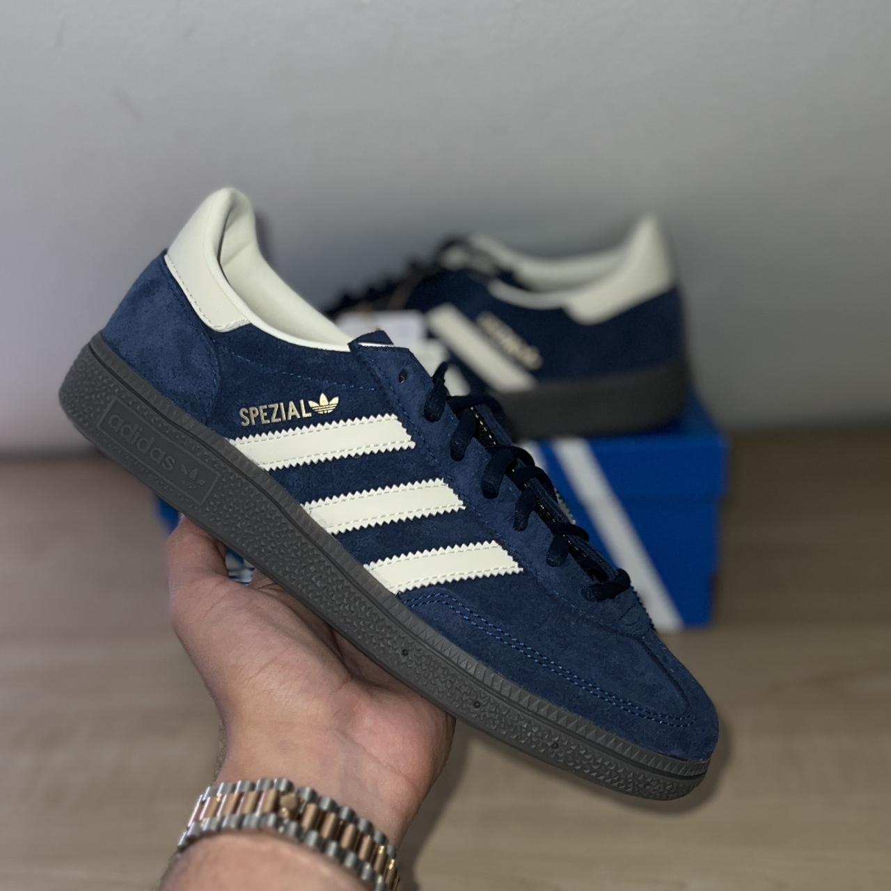 Adidas handball spezial indigo navy cream uk 5 and... - Depop