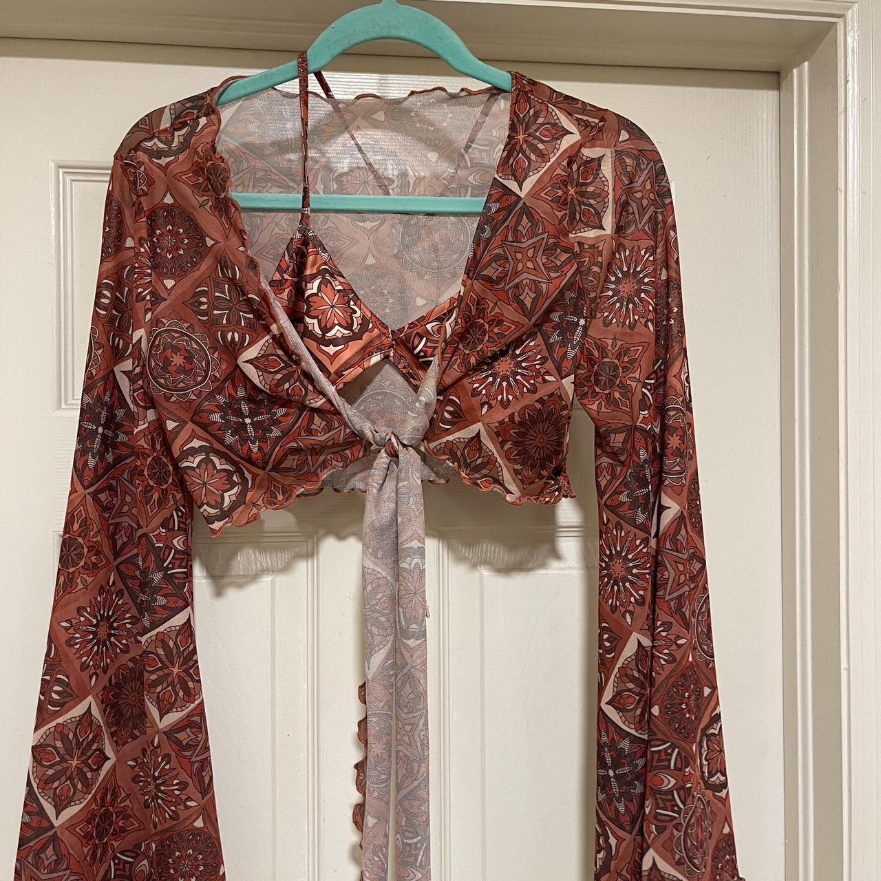 shein retro crop top🌼🧡 brand: Shein size: M... - Depop