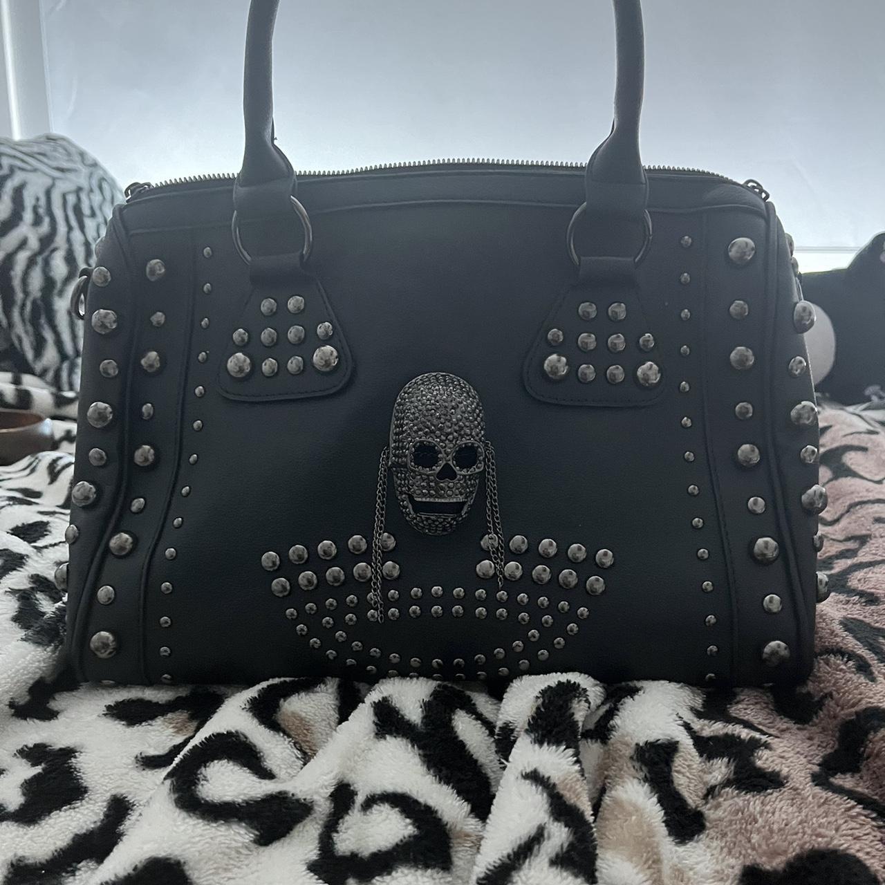 black and silver studded skull purse #emo #grunge... - Depop