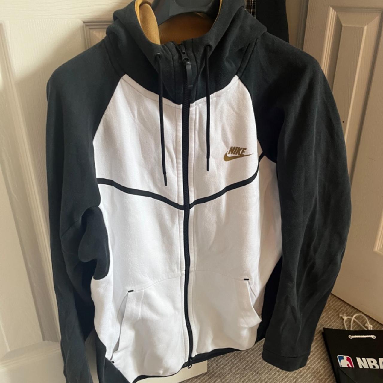 Nike Tech-Fleece Hoodie BLACK/WHITE/GOLD - Depop