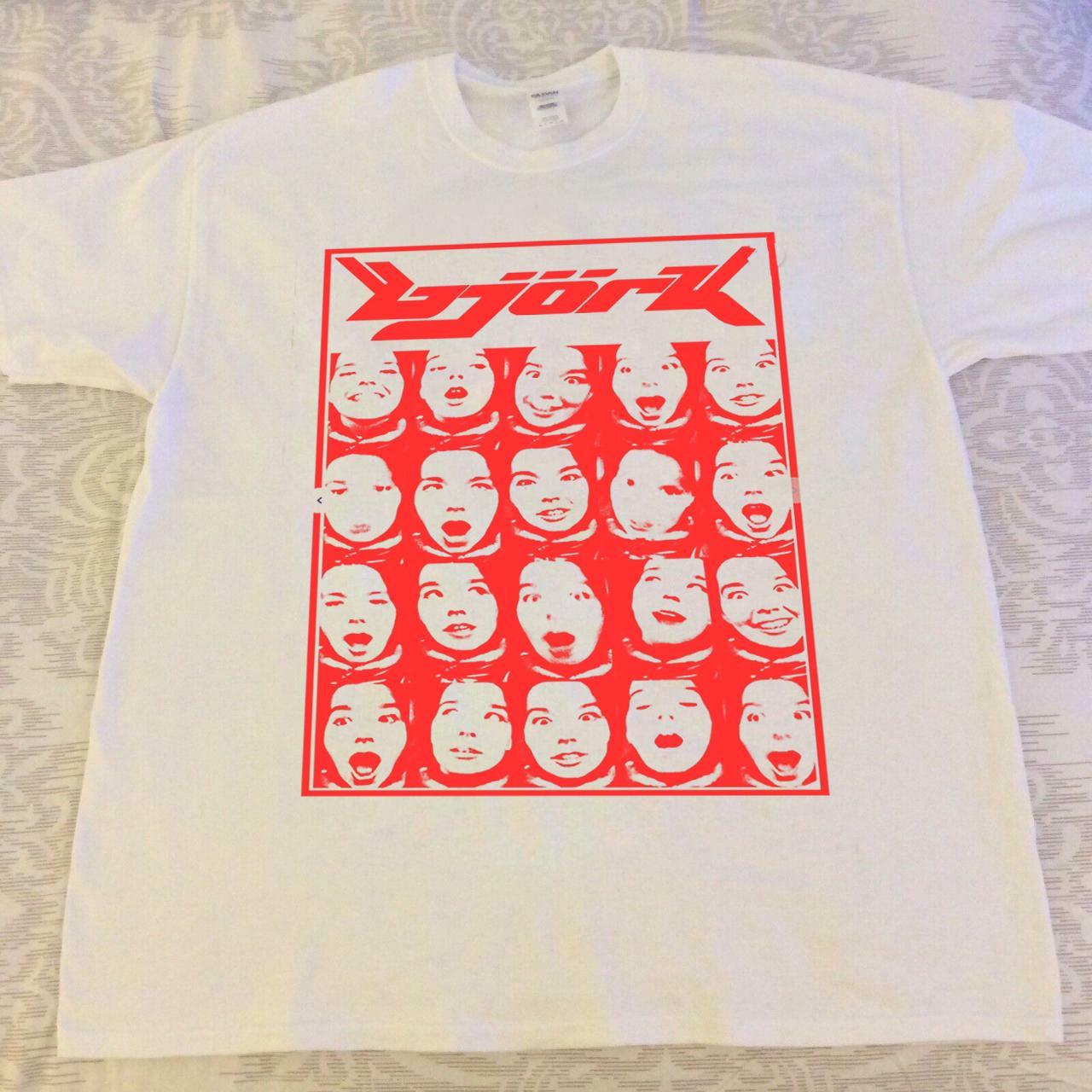 Bjork army of me white tee USA Size (all in... - Depop