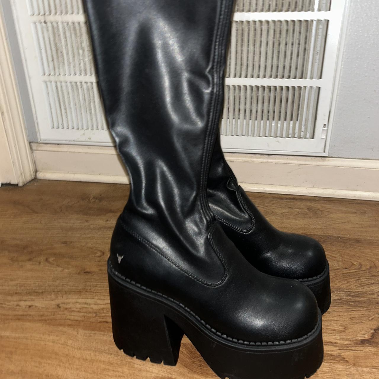 Windsor Smith ‘Fuse’ PU Knee High Sock Platform... - Depop
