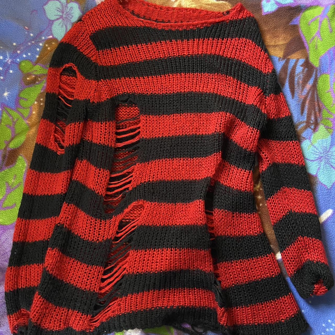 gothic punk striped sweater ️ only worn a couple... - Depop