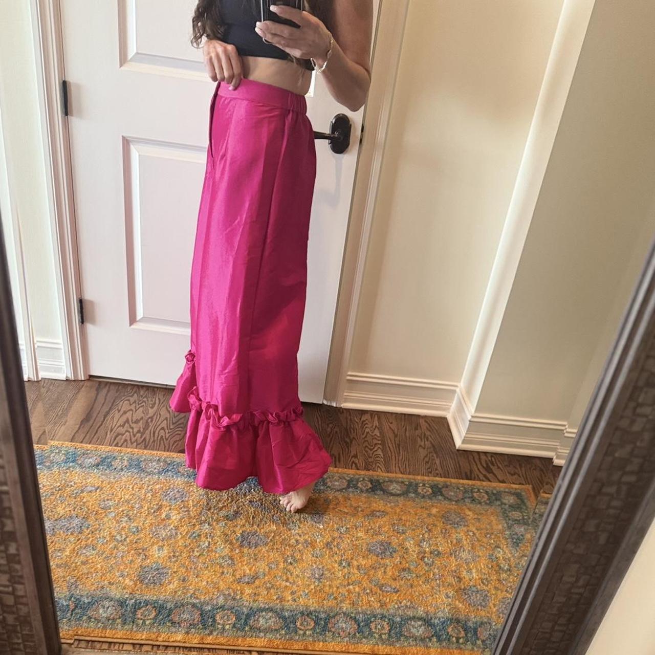 Hot pink silk ruffle pants #glam #partywear - Depop