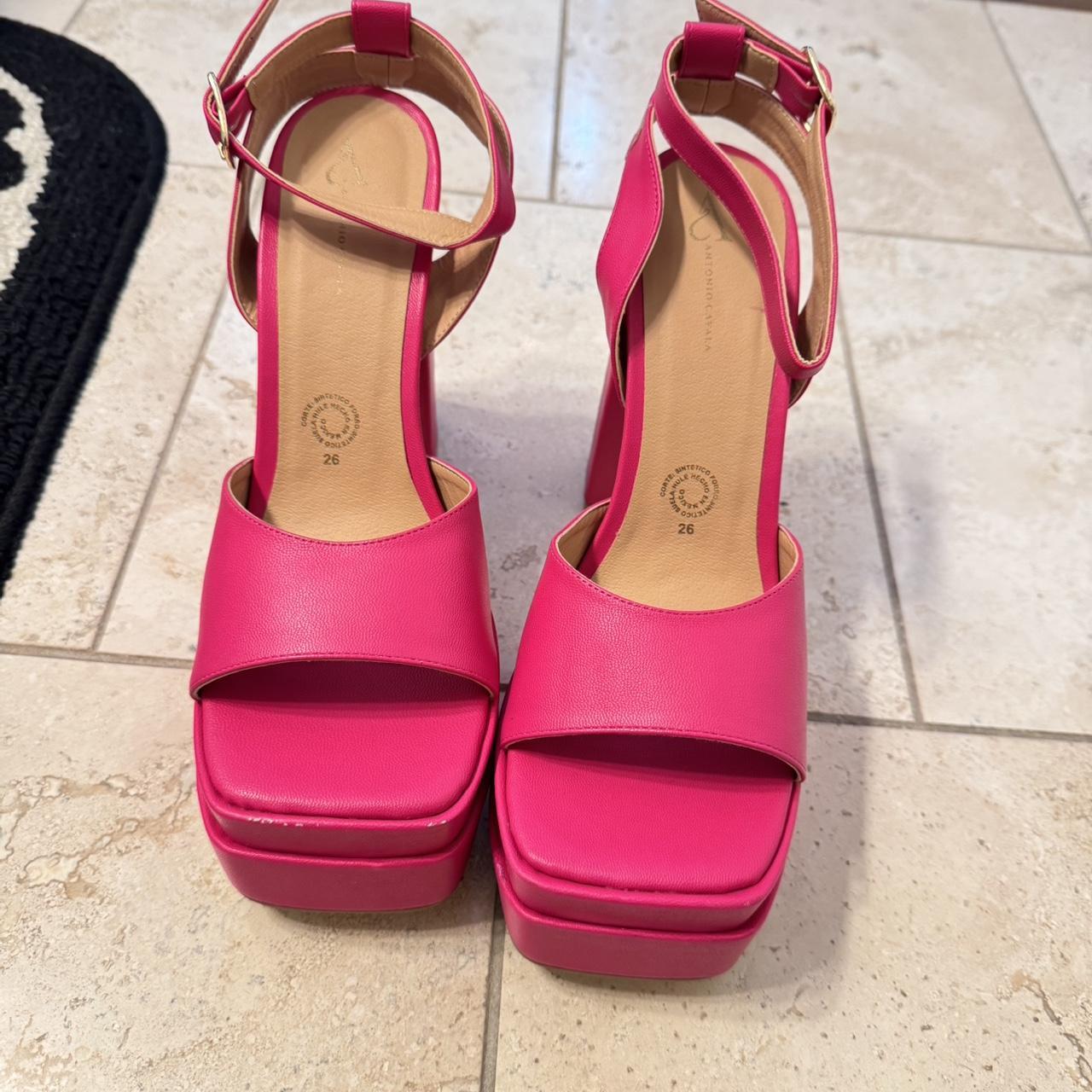 Hot pink platform sandals. Never worn. Had two pair... | Depop
