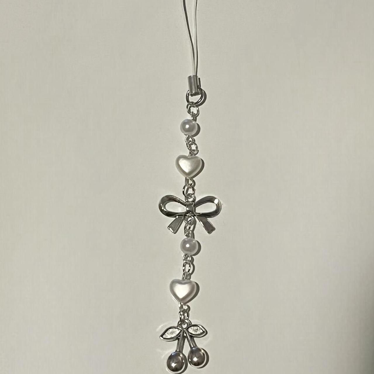 Pearl cherry phone charm - Depop