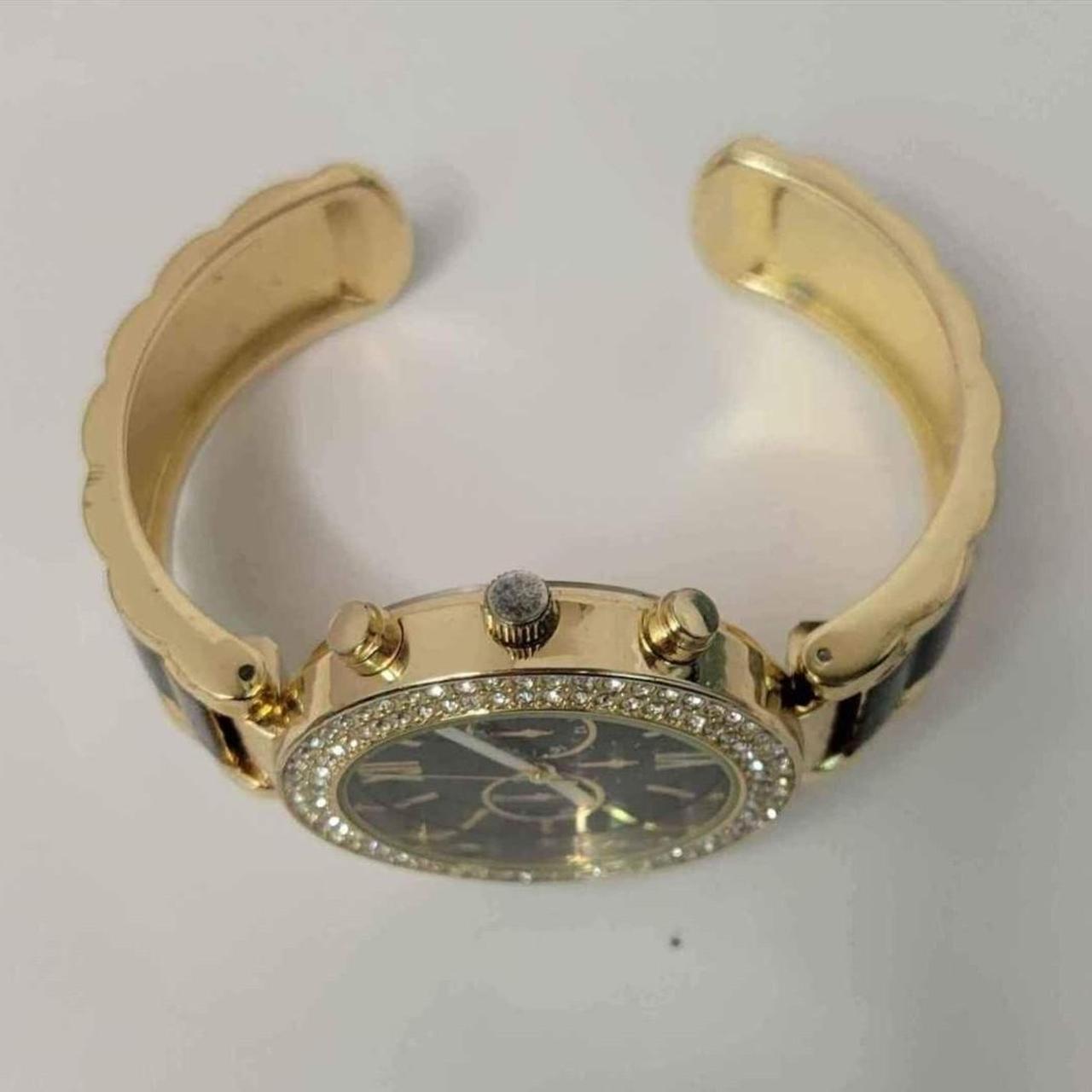 ~ New! "Accutime" Women's Gold Tone, Black Enamel,... - Depop