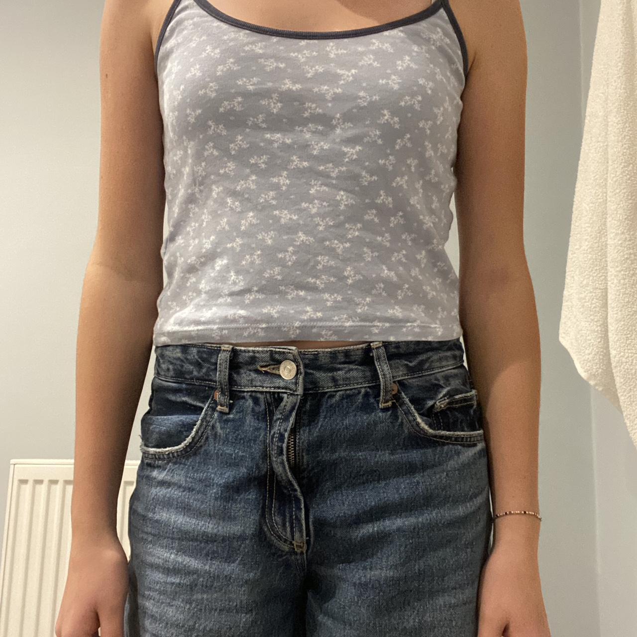 Subdued blue tank top Cute blue patterns Comfy - Depop