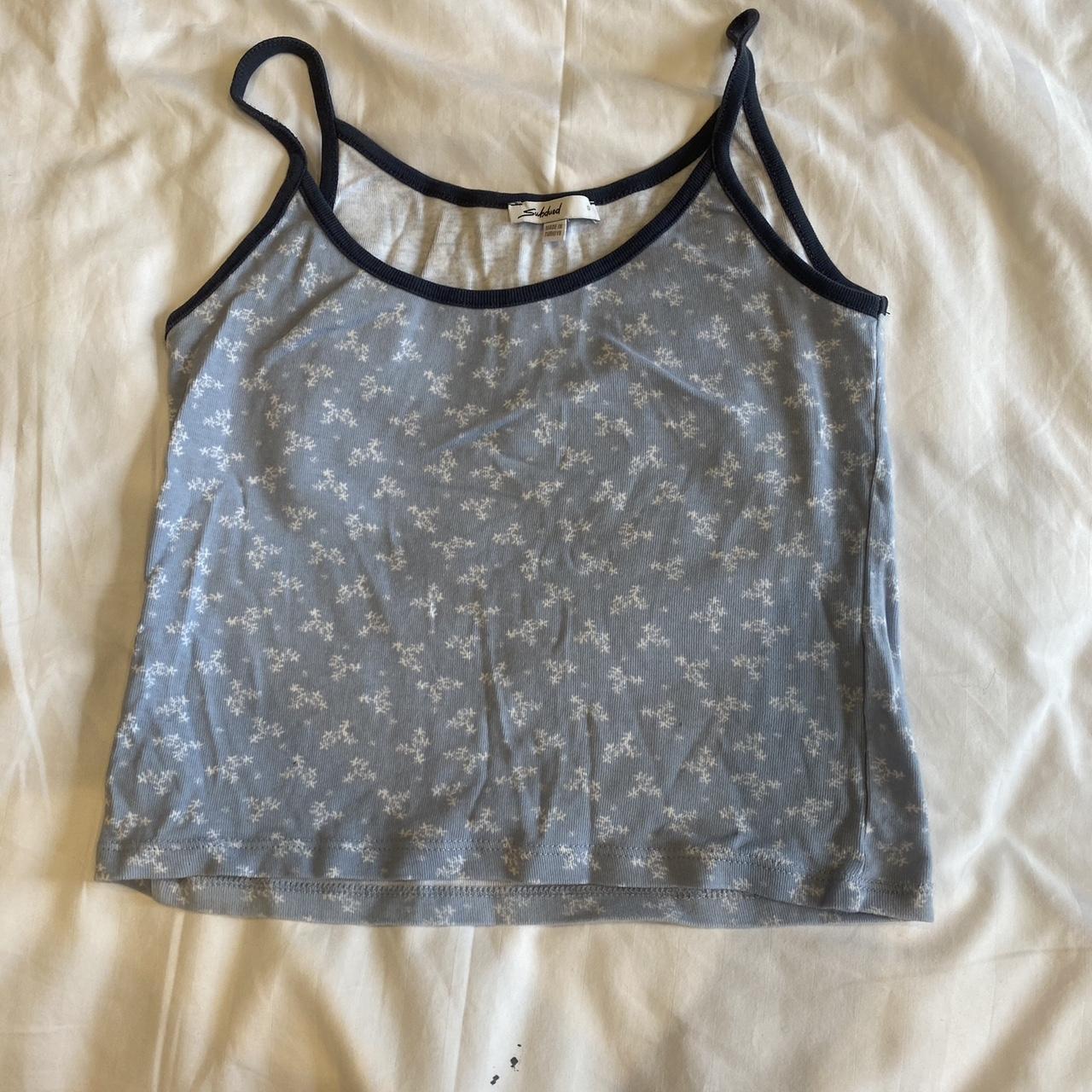 Blue and white tank top Subdued Small | Depop