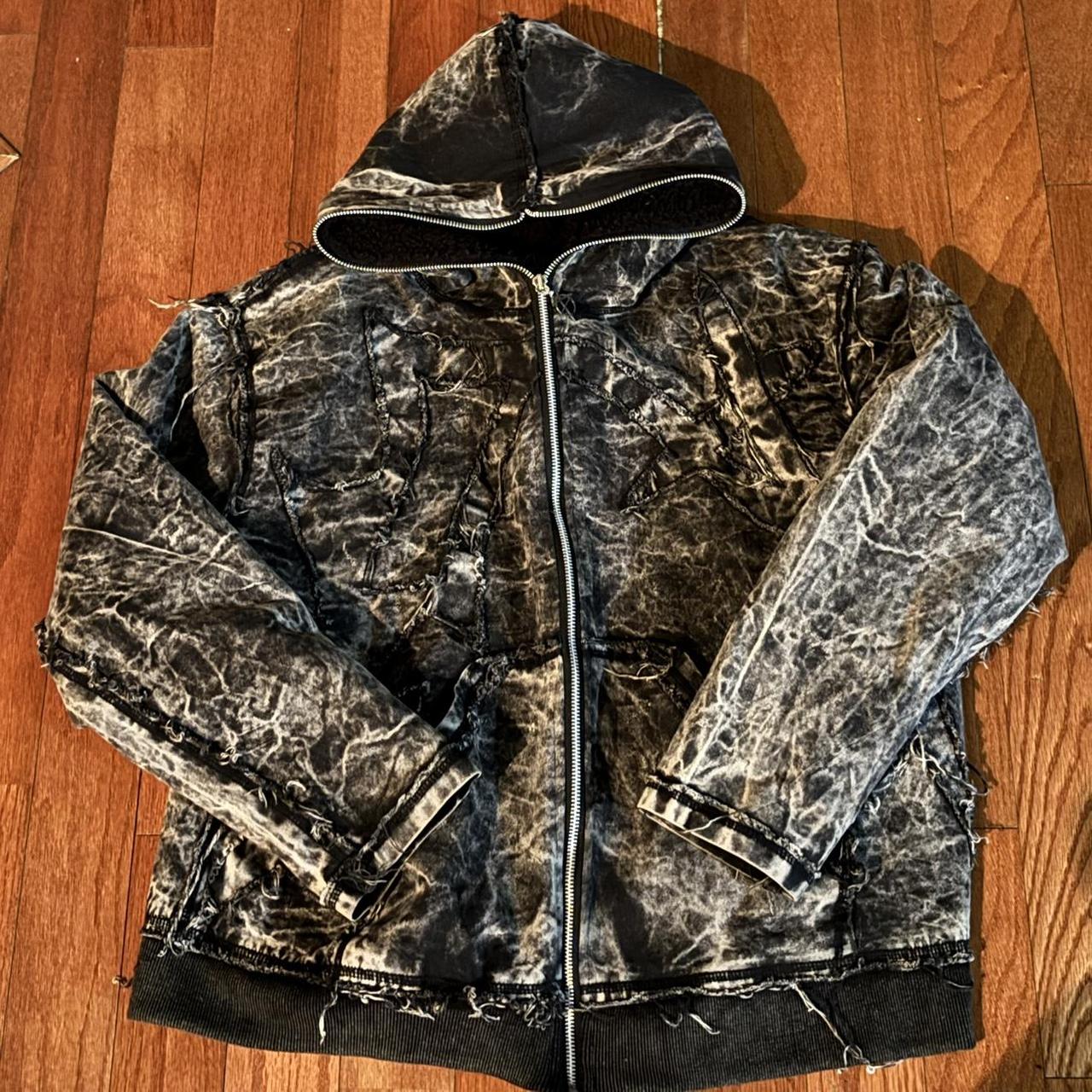 destressed pholoh zip up never releasing again worn... - Depop