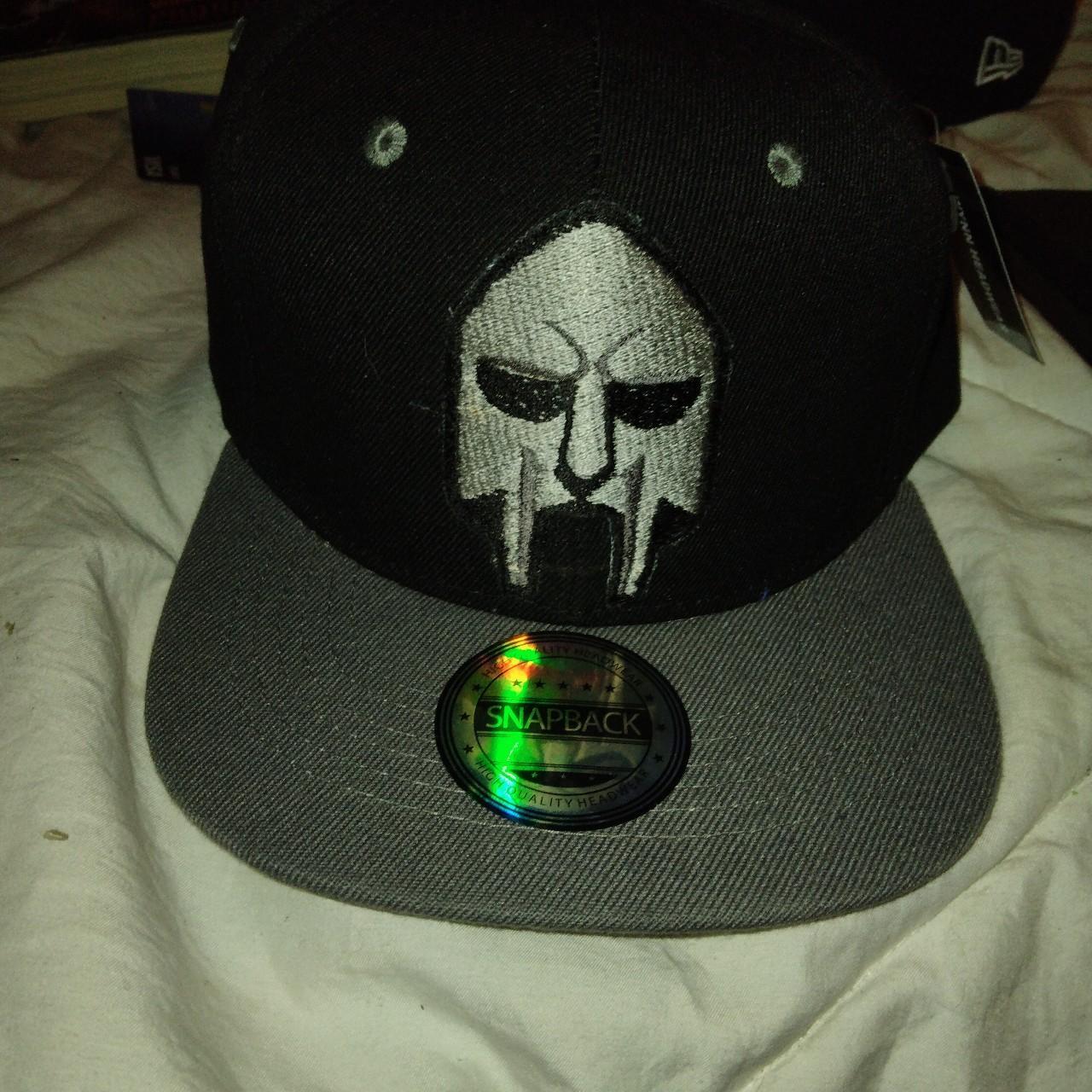 Brand new black and grey MF Doom Mask snapback... - Depop