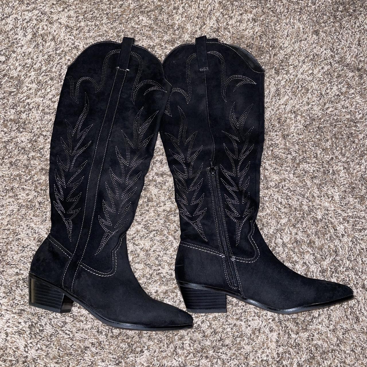 Target brand felt knee high cowboy boots!! Zippered... - Depop