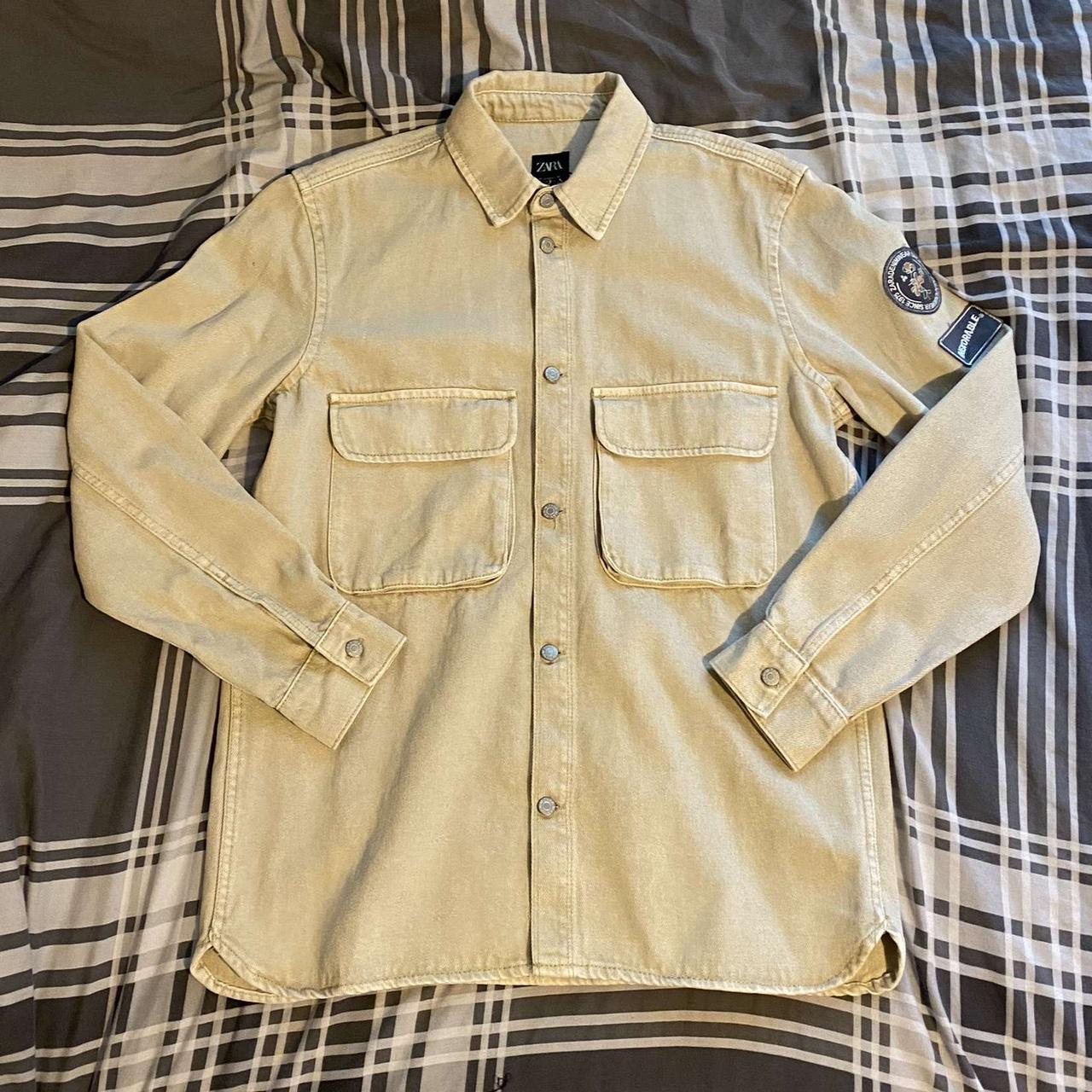Zara Denim Beige Shacket (M) New with tags and no... - Depop