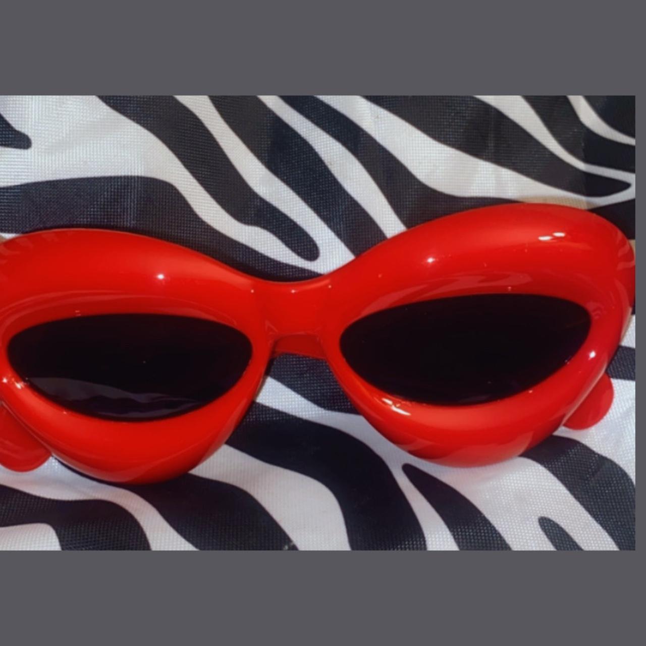 Red Cat Eye Sunglasses Never Used Retro Oversized Depop