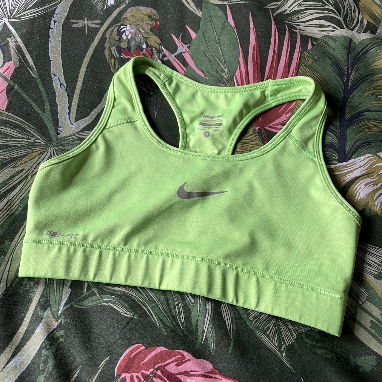 Nike neon green racer back sports bra Size S Great... - Depop