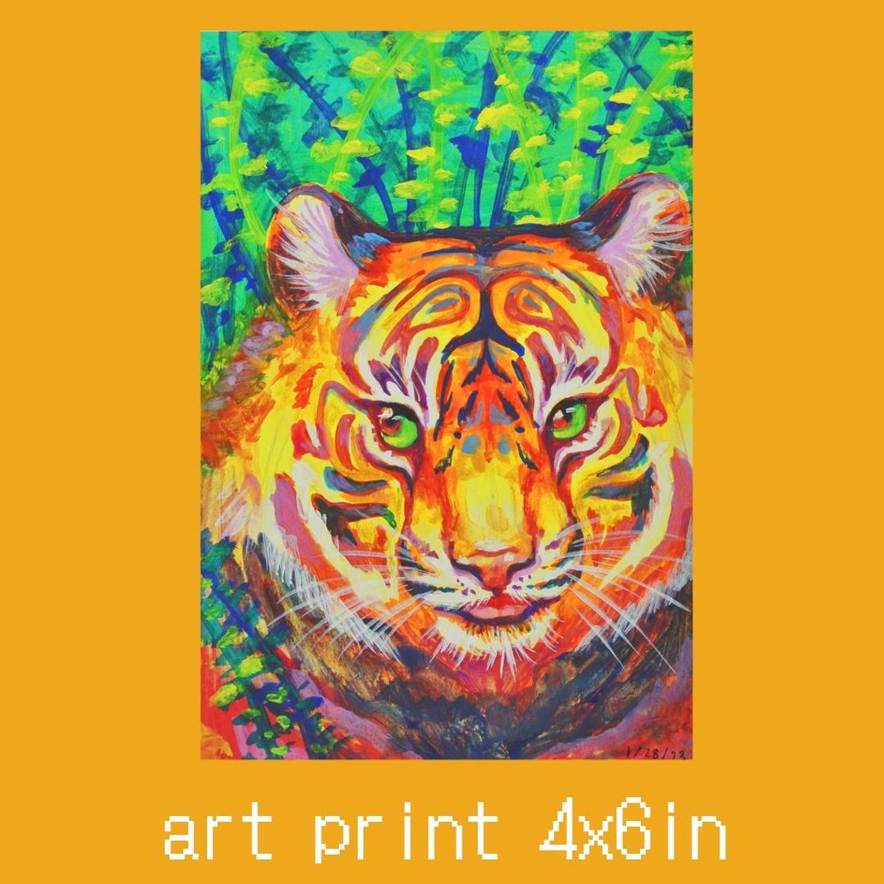 tiger art print 4x6 inches original... - Depop
