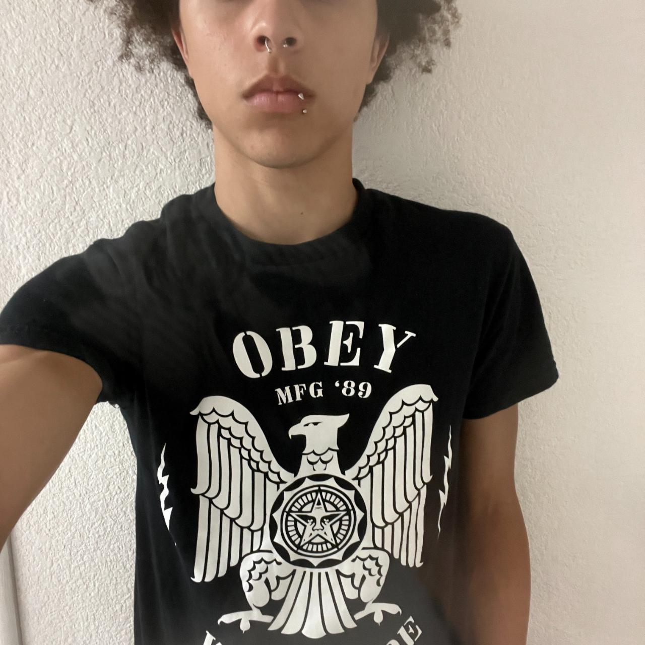 obey worldwide t-shirt size - small pit 2 pit - 17... - Depop