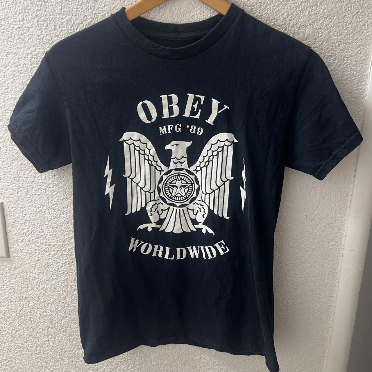 obey worldwide t-shirt size - small pit 2 pit - 17... - Depop