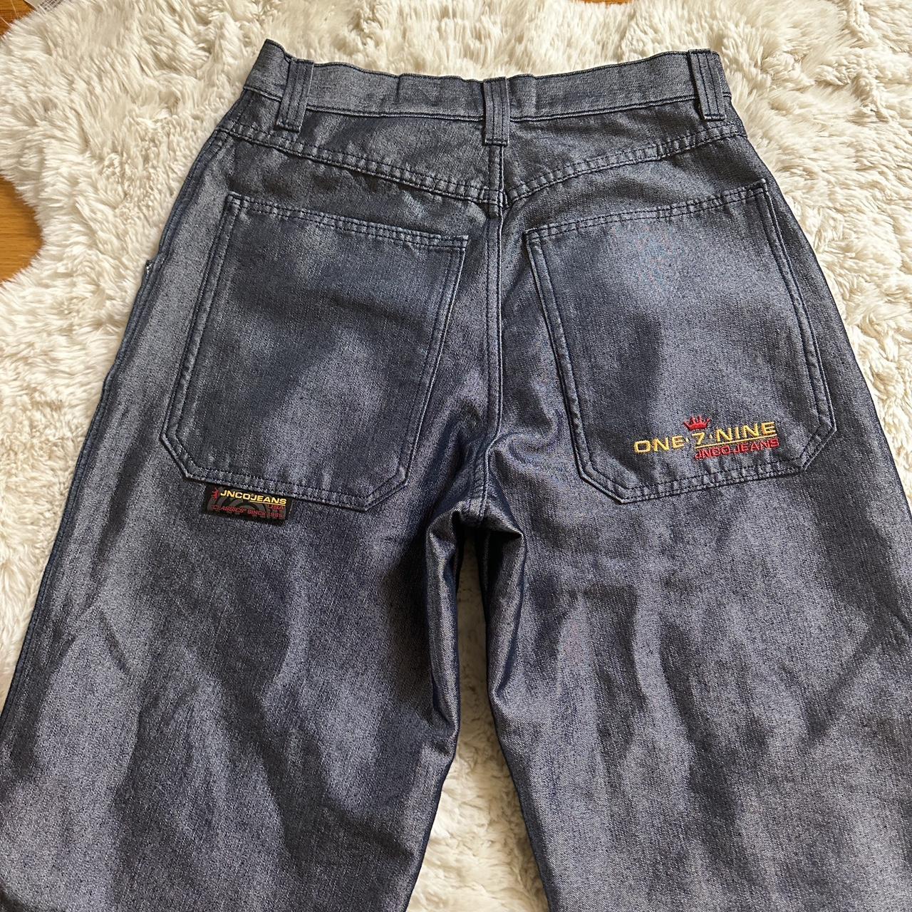 VINTAGE JNCO 179- Iridescent Navy Nice wide-leg fit,... - Depop