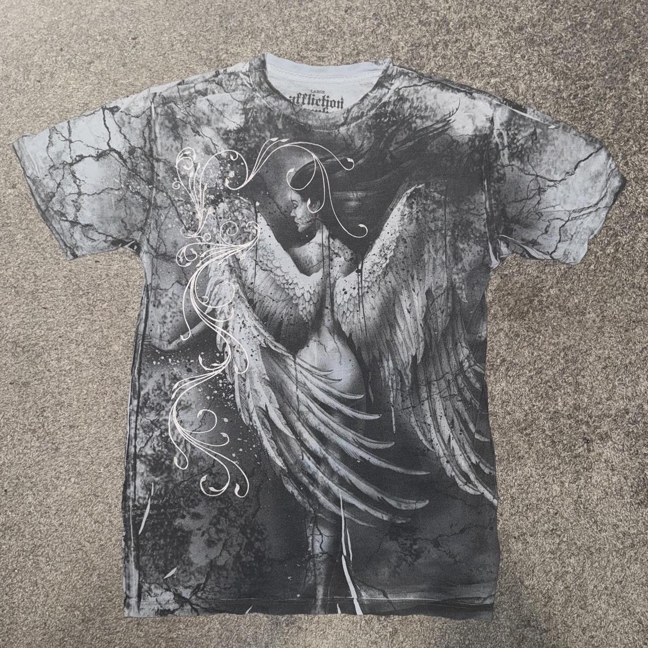 affliction x bamboo angel with wings ahh shirt - Depop