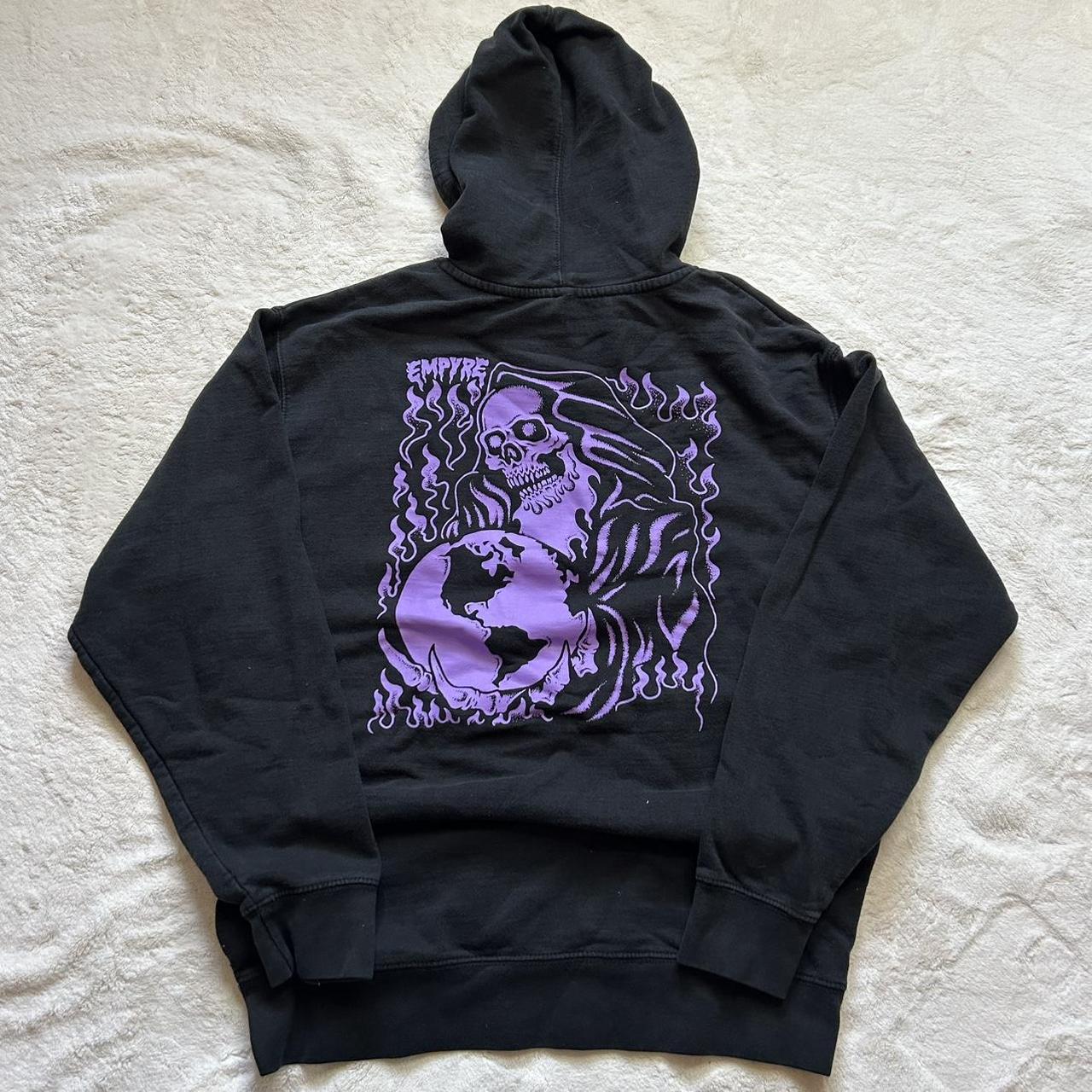 Black and purple Empyer hoodie With skulls Y2K... - Depop