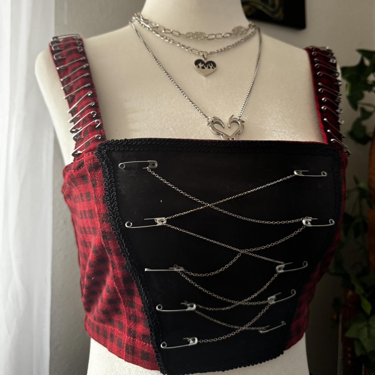 REWORKED GINGHAM PUNK CROP TOP Perfect for summer... - Depop