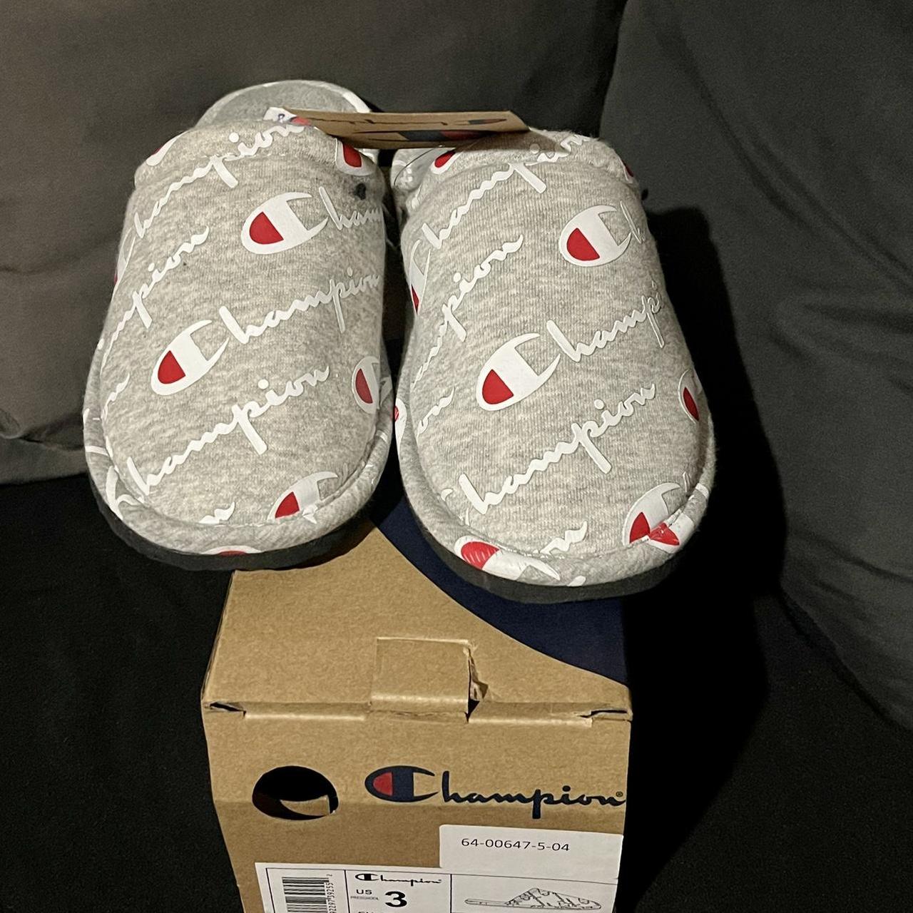 NWT big kids unisex Champion slippers size 3! - Depop