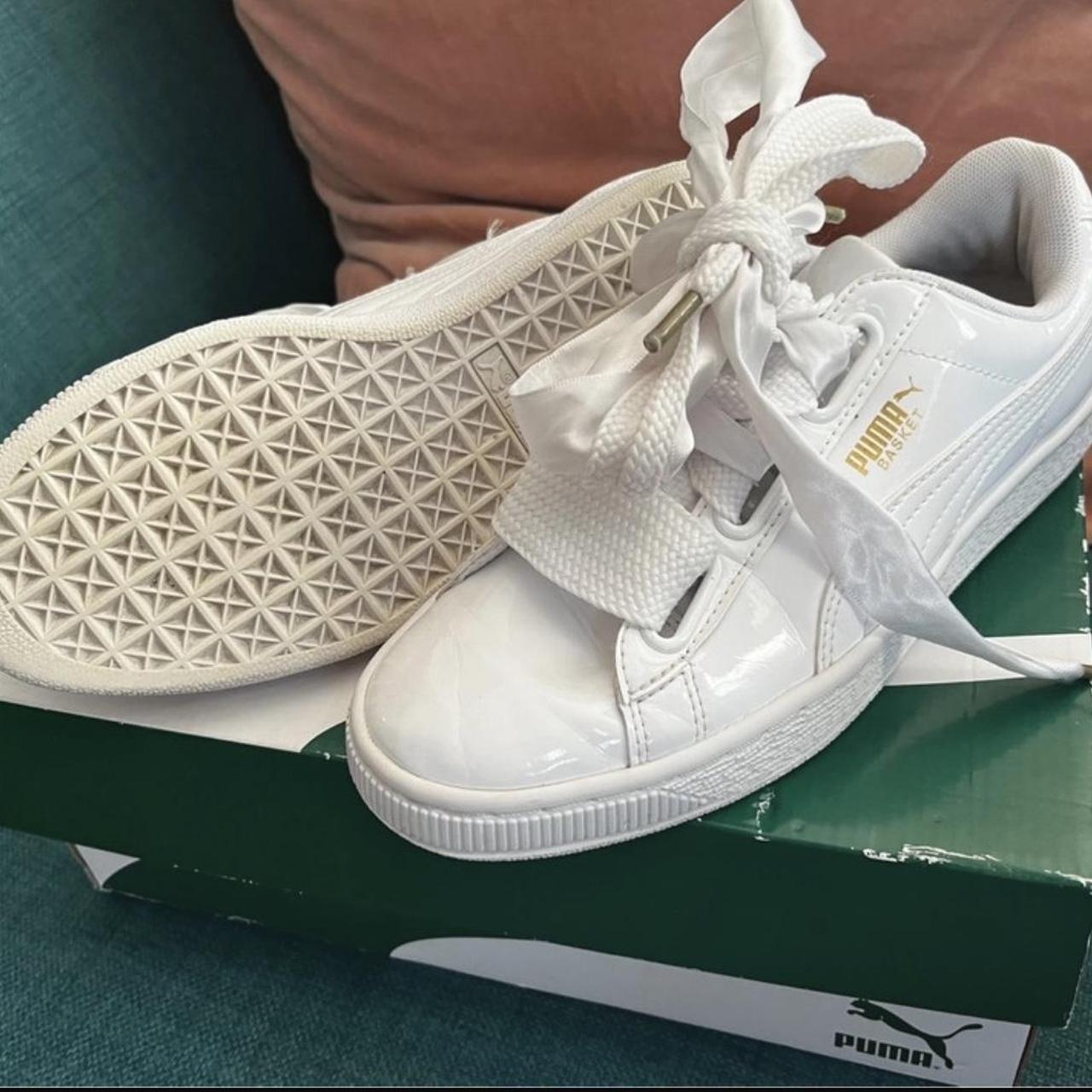 White puma trainers women’s size 5 #puma #trainers - Depop