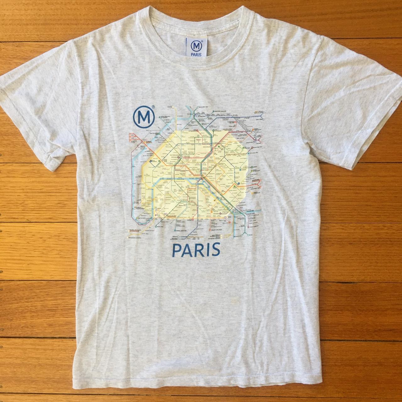 Paris Metro underground railway map T-Shirt Mens... - Depop