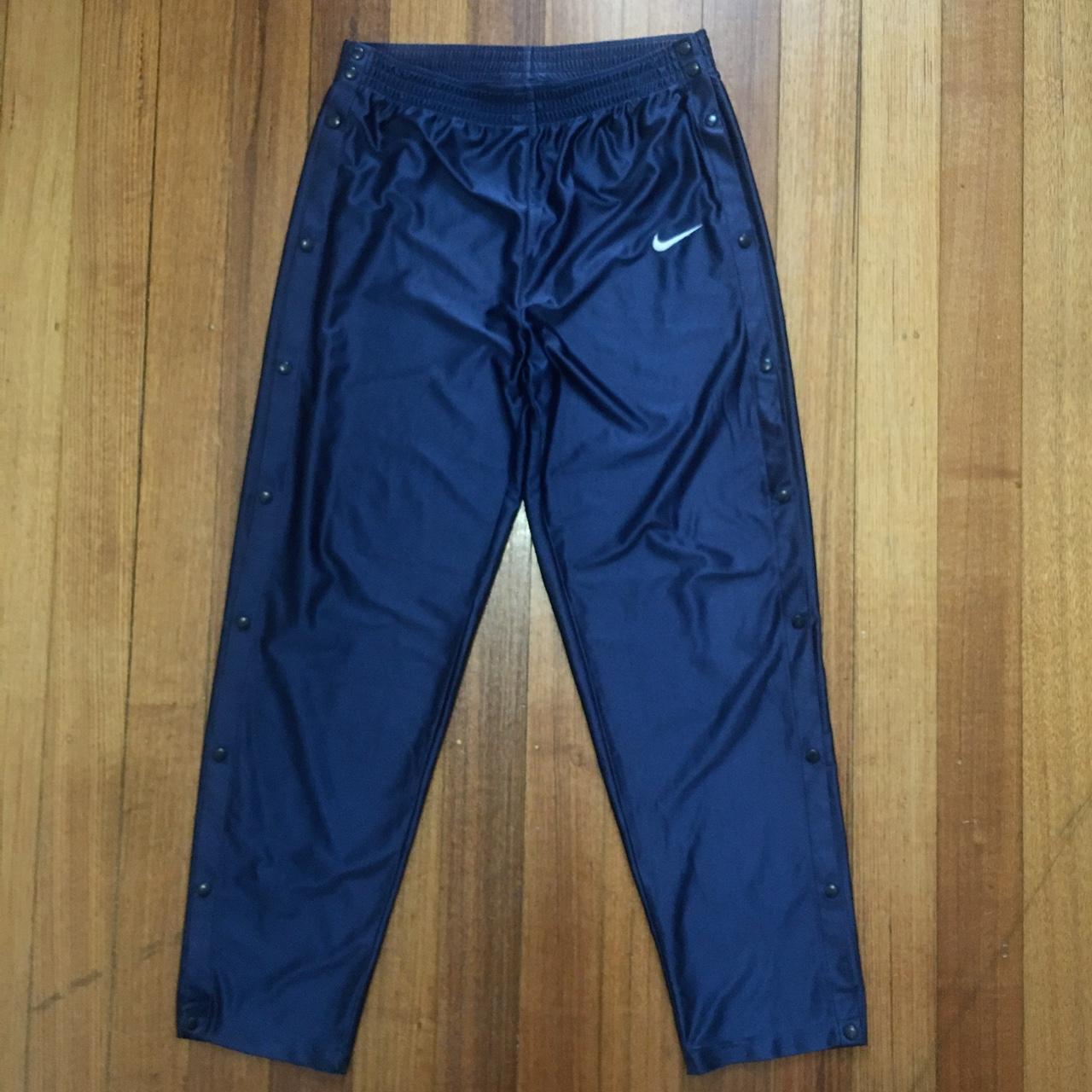 Vintage (circa 1999) Nike snap button track pants... - Depop