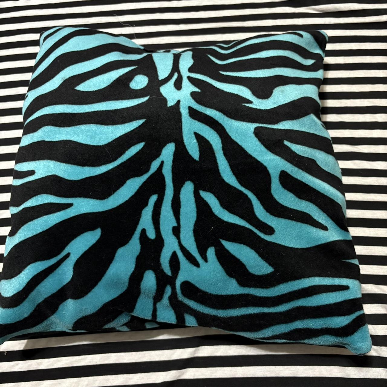 Blue and black zebra print pillow #Emo #Scene #Goth | Depop