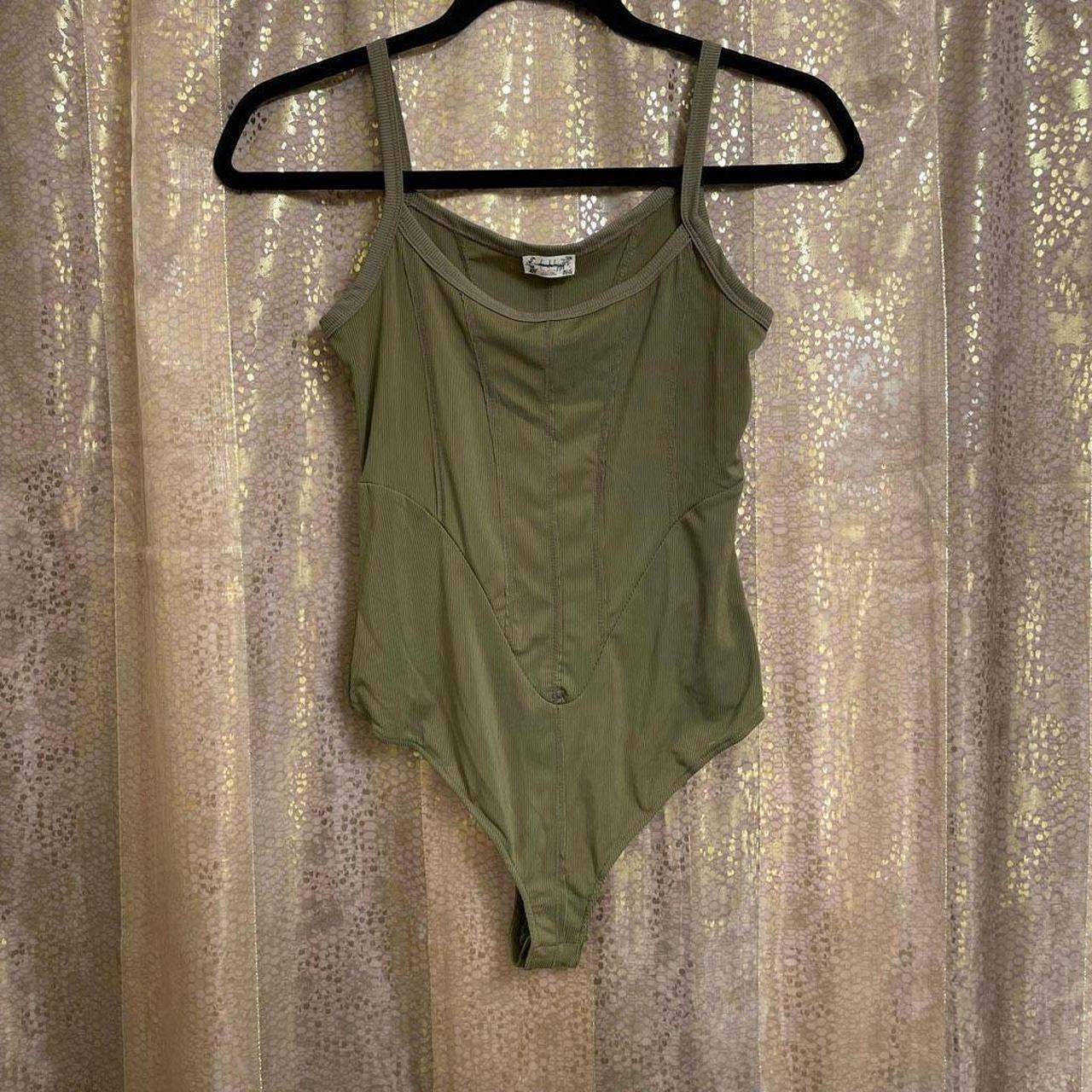 Intimately Free People Army Green Ribbed Thong Back... - Depop