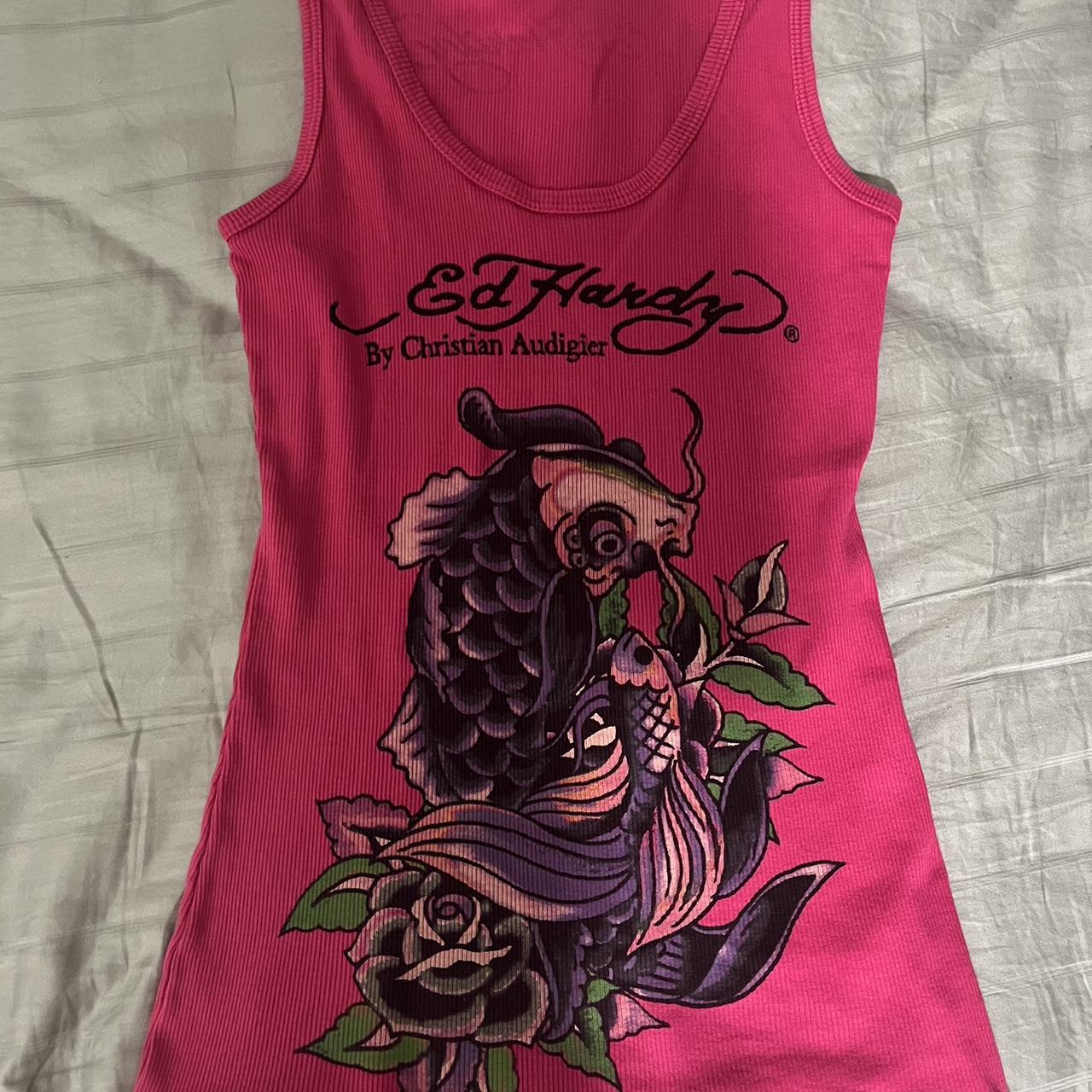 Ed Hardy Women's Pink Vest | Depop