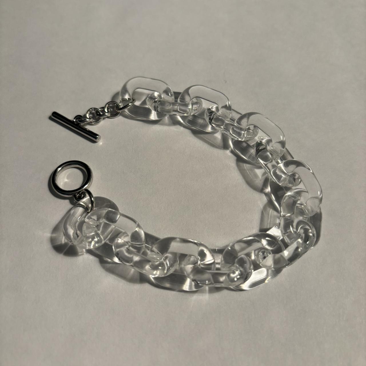 Y2K style clear chain link bracelet One size fits... - Depop